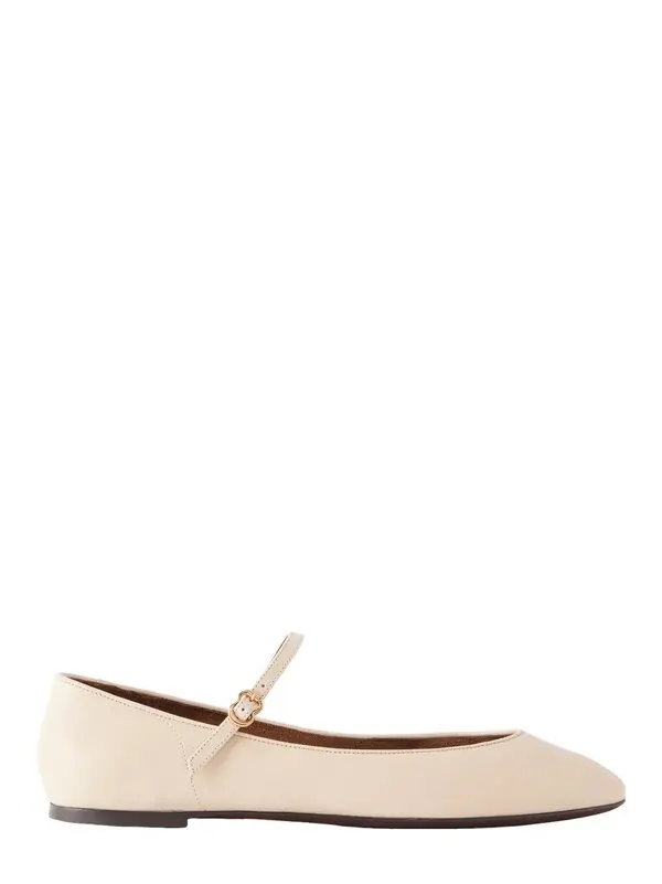 HERBERT LEVINE Textured Leather Mary Jane Ballet Flats - Neutrals