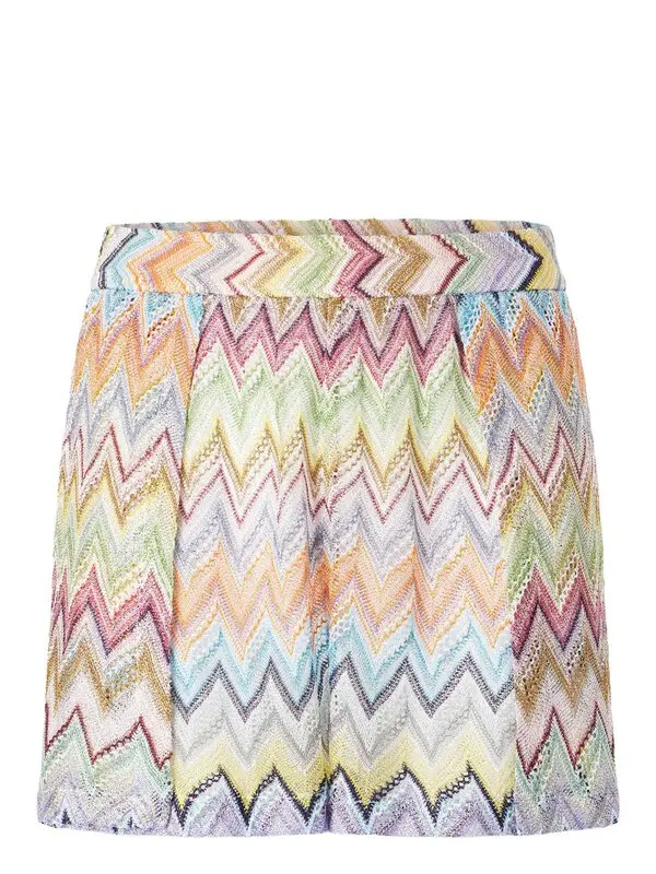 Missoni Chevron Stripe Crochet Knit Shorts - Multi