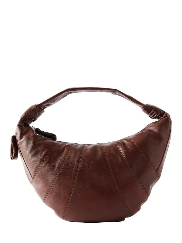 LEMAIRE Croissant Paneled Leather Shoulder Bag - Brown