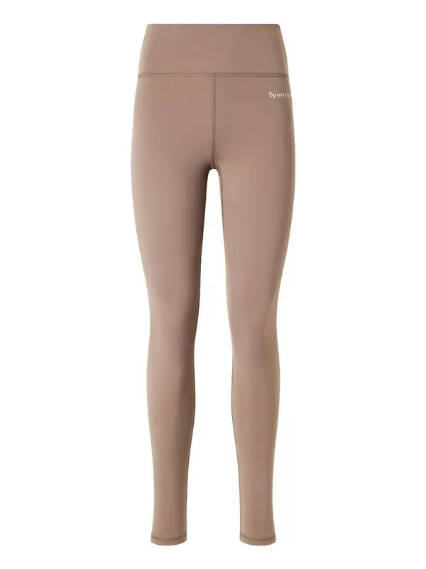 SPORTY & RICH Logo-print Stretch-jersey High-rise Leggings - Neutrals