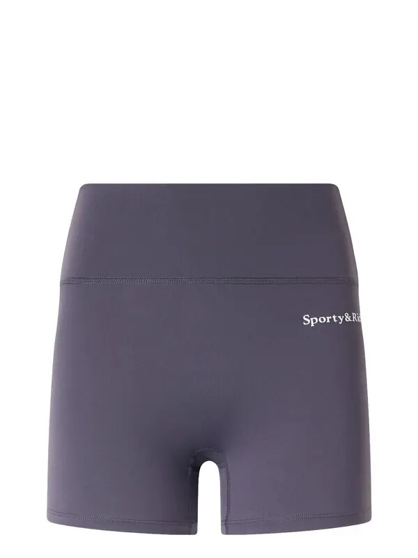 SPORTY & RICH Logo-print Stretch-jersey Tennis Shorts - Gray
