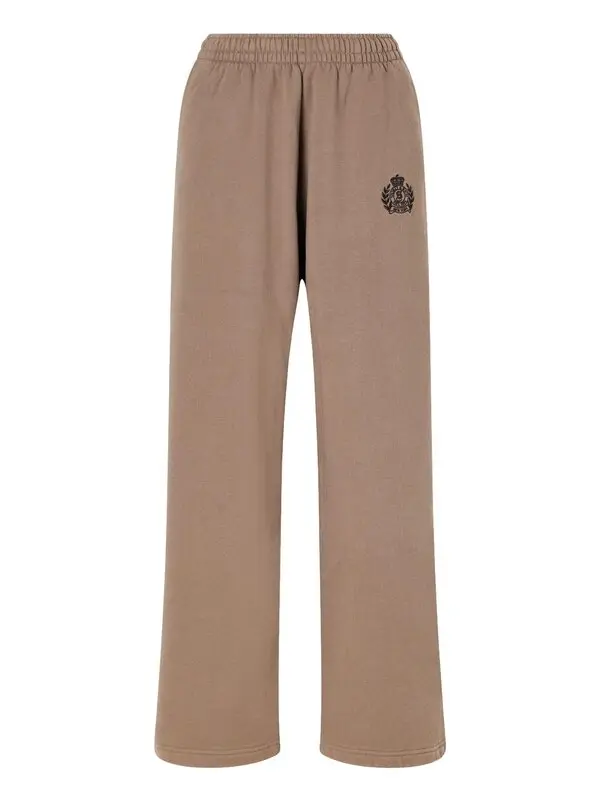 SPORTY & RICH Logo-embroidered Wide-leg Sweatpants - Neutrals