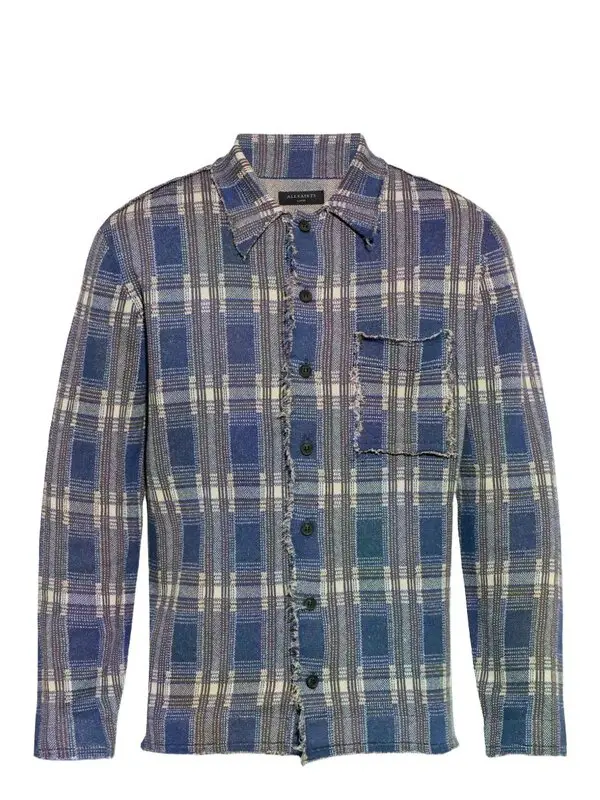 ALLSAINTS Solmar Check-pattern Knitted Cardigan - Blue