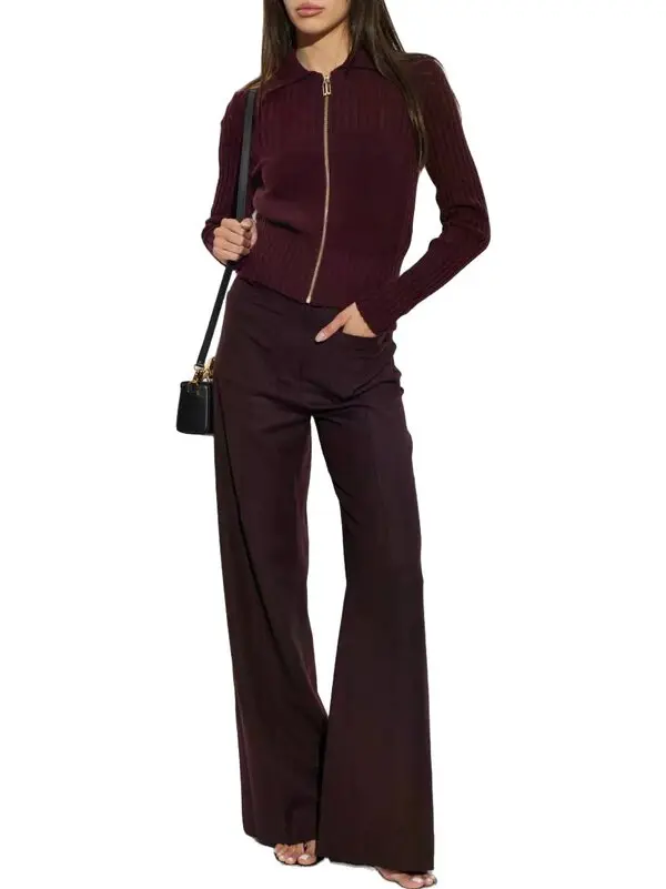 Victoria Beckham Ribbed Zip-up Cardigan - Red
