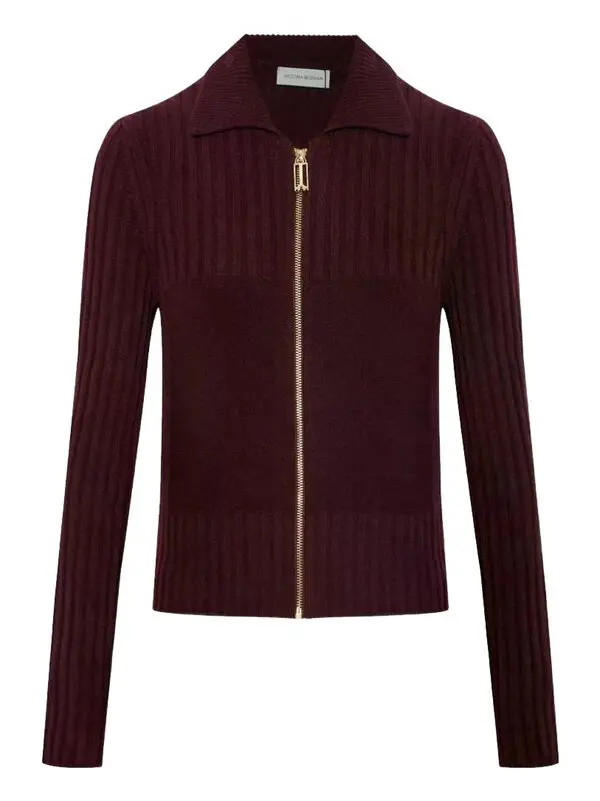 Victoria Beckham Ribbed Zip-up Cardigan - Red