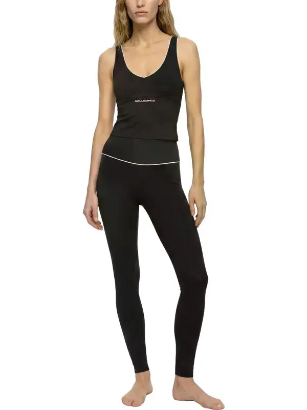Karl Lagerfeld Contrast-piping Athleisure Tank Top - Black