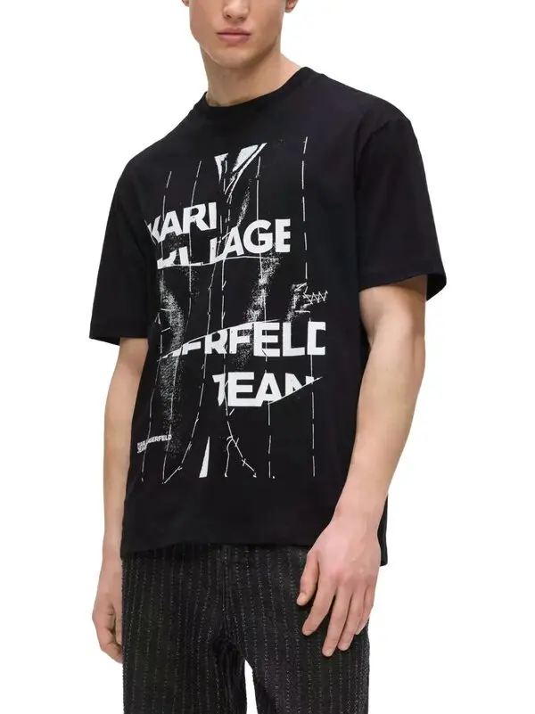 Karl Lagerfeld Graphic Cotton T-shirt - Black