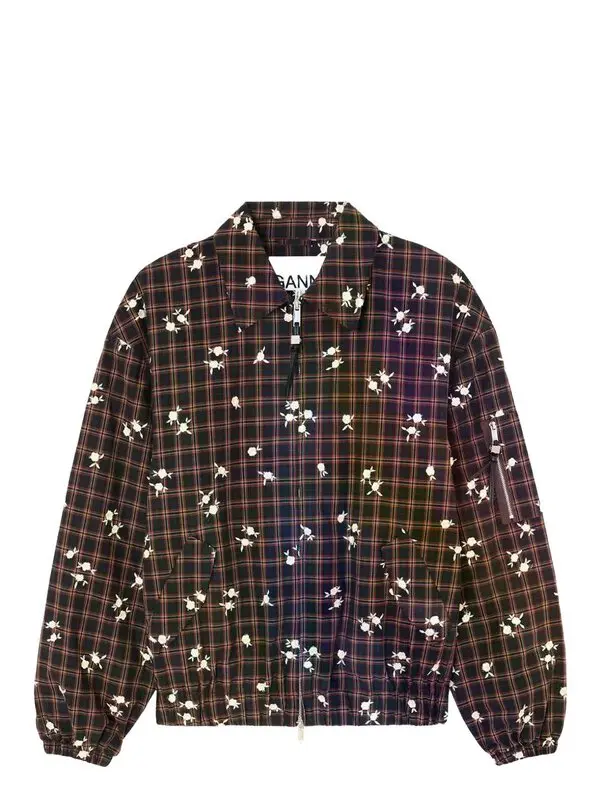 GANNI Checked Bomber Jacket - Brown
