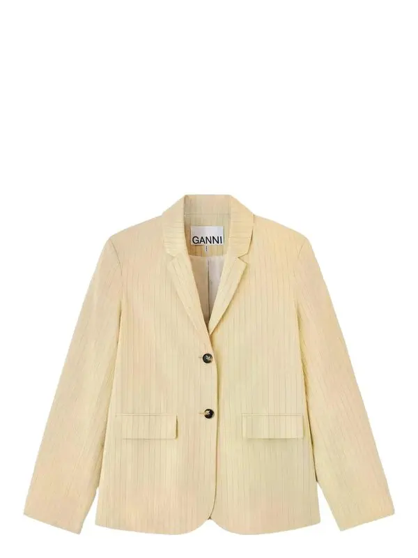 GANNI Pinstriped Blazer - Neutrals