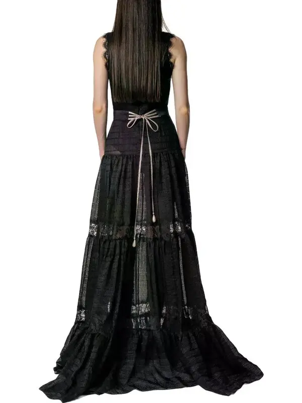 MIAU BY CLARA ROTESCU Lace-trim Maxi Dress - Black