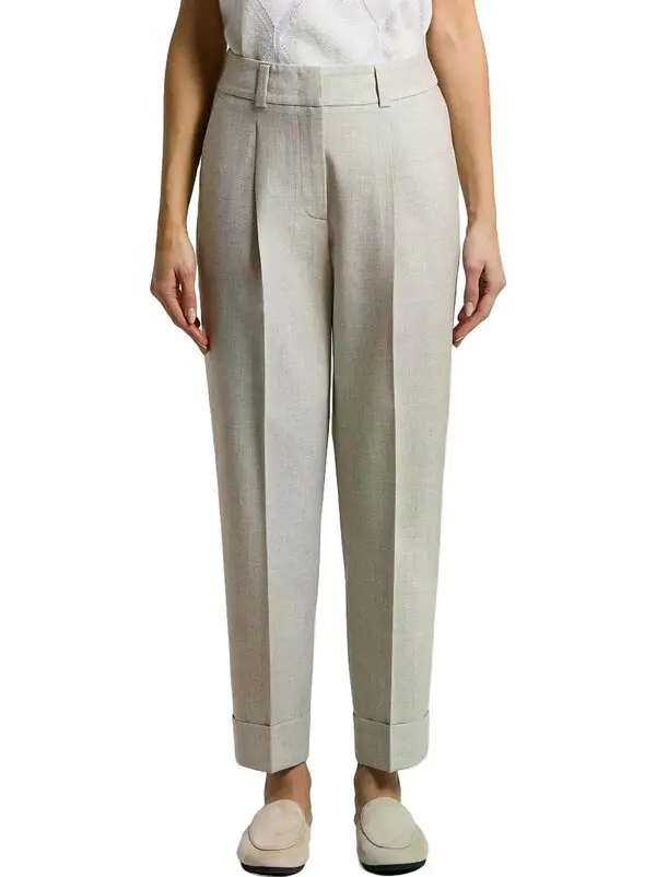Peserico Pleated Turn-up Trousers - Neutrals