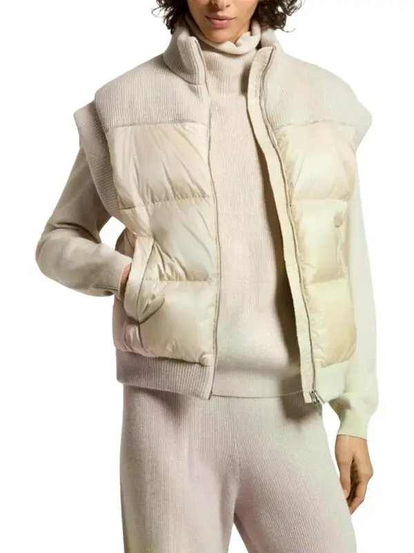 Peserico Quilted Panelled Gilet - Neutrals