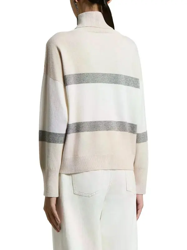 Peserico Striped Roll-neck Jumper - Neutrals