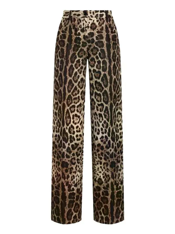 Dolce & Gabbana Leo-print Brocade Trousers - Neutrals