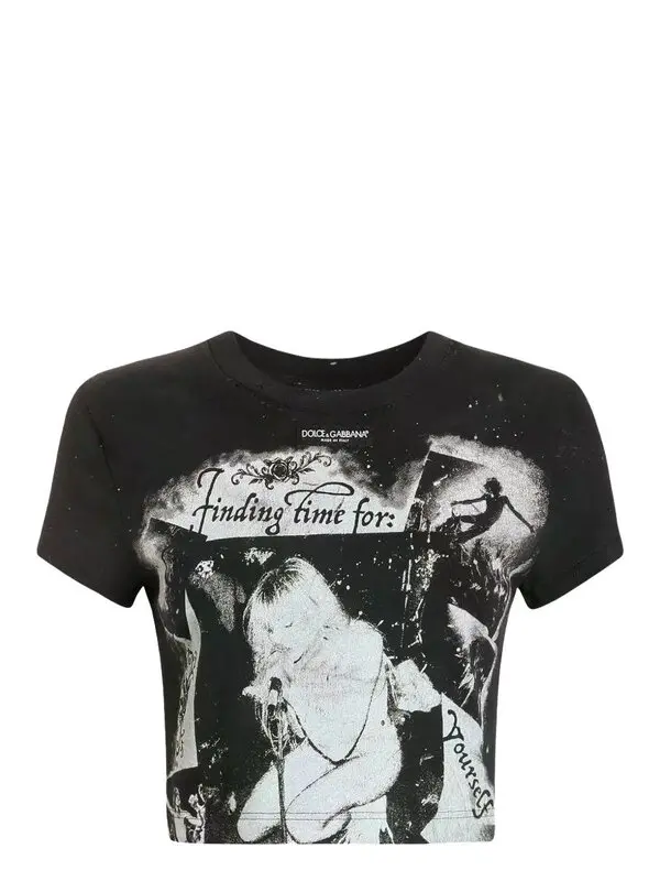 Dolce & Gabbana And White Short Sleeve Jersey T-shirt - Black