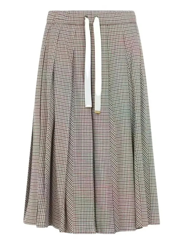 Moncler Check-pattern Pleated Midi Skirt - Brown