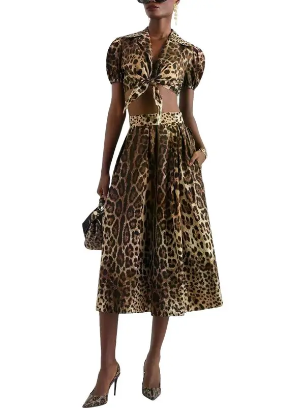 Dolce & Gabbana Leo-print Poplin Shirt - Neutrals