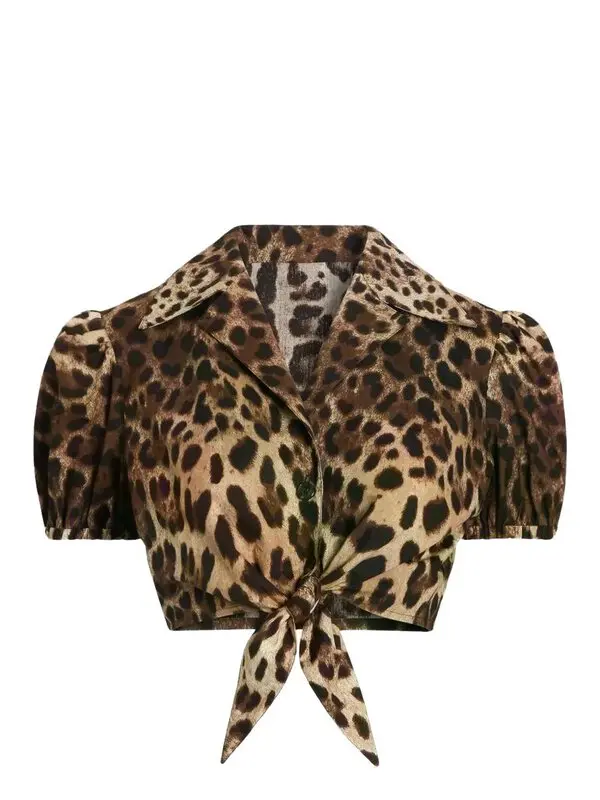 Dolce & Gabbana Leo-print Poplin Shirt - Neutrals