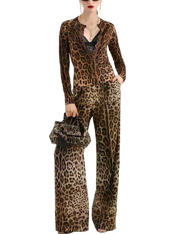 Dolce & Gabbana Leo-print Wool Cardigan - Neutrals