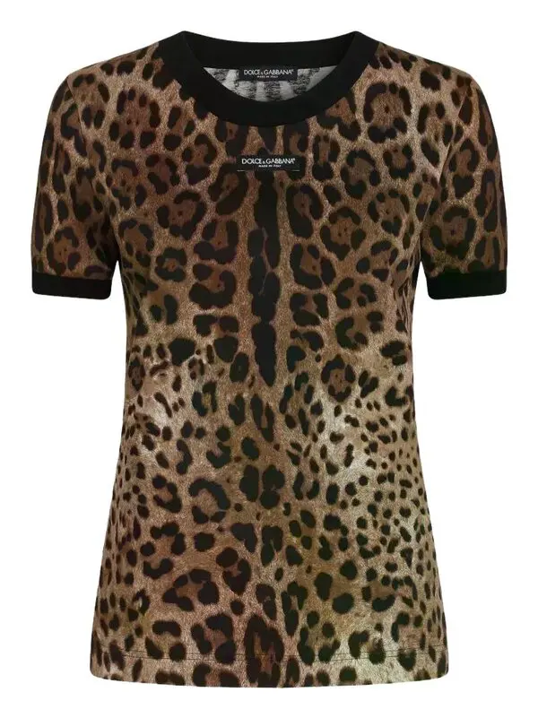 Dolce & Gabbana Leo-print Jersey T-shirt - Neutrals