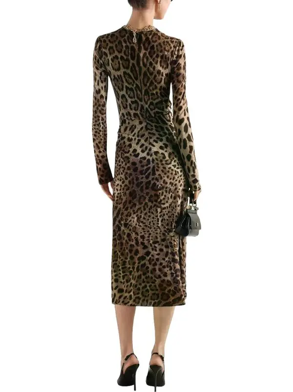 Dolce & Gabbana Leo-print Viscose Jersey Dress - Neutrals