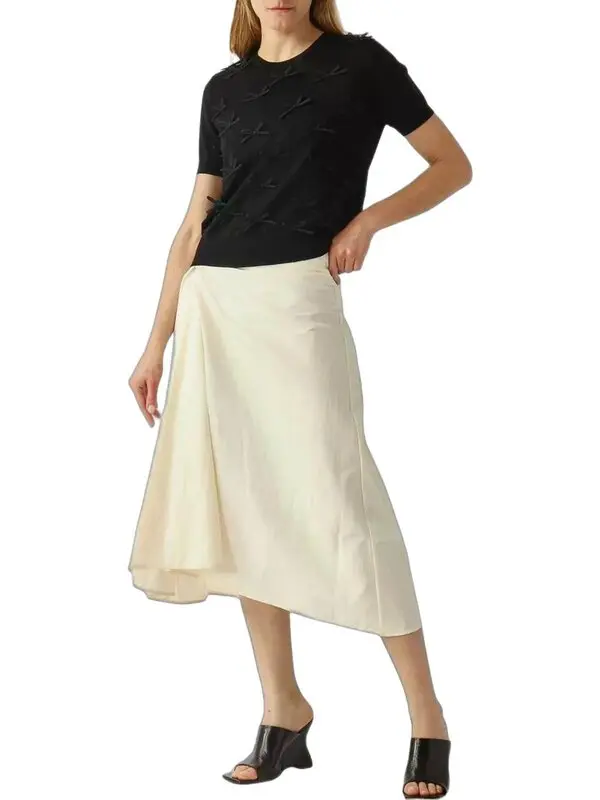 MEIMEIJ Bow Embellished Short Sleeve Top - Black
