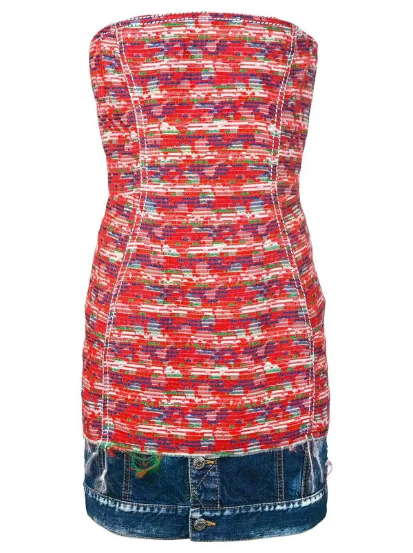 Dsquared2 Fitted Dress With Denim Hem - Red