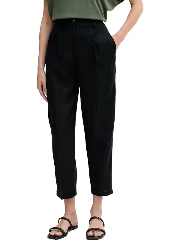 BENETTON Pleated Tapered Trousers - Black
