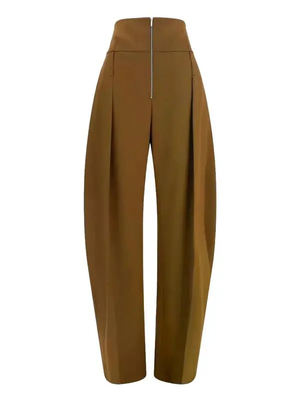 FERRAGAMO High-waisted Pleated Trousers - Brown