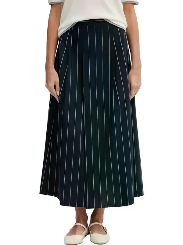 BENETTON Pinstriped Pleated A-line Skirt - Blue