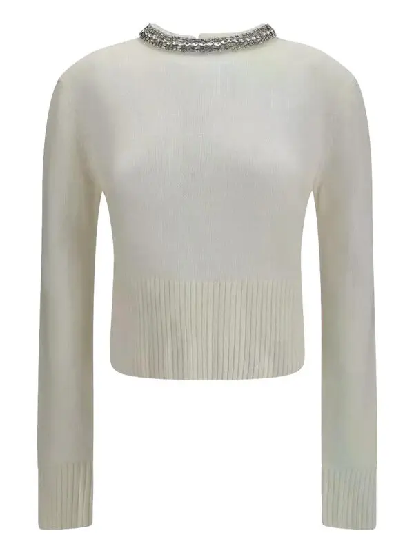 Pinko Crystal-embellished Knit Sweater - Neutrals