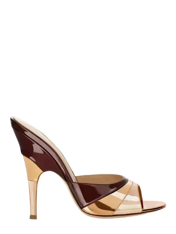 GIANVITO ROSSI Marea Metallic Open Toe Stiletto Sandals - Brown