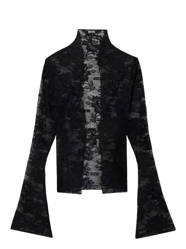 Gcds Lace Flared Sleeve Shirt - Black