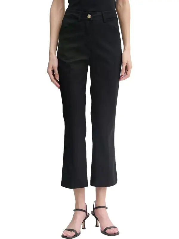BENETTON Cropped Flared Trousers - Black