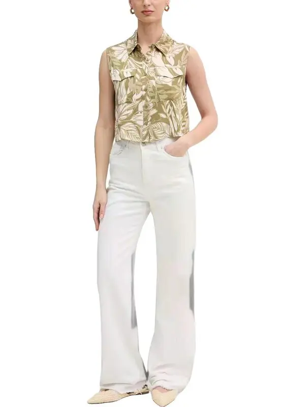GAUDI Sleeveless Leaf-print Shirt - Green
