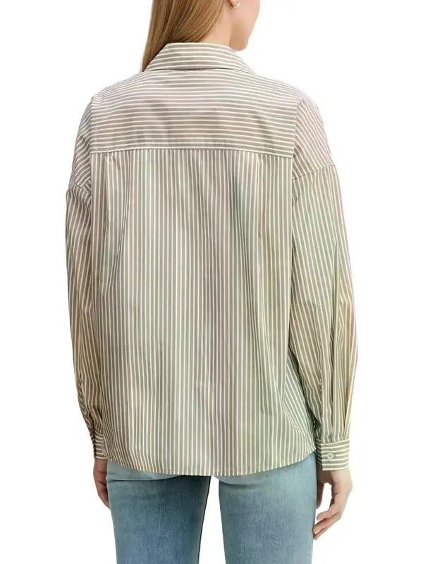 BENETTON Vertical Stripe Shirt With Chest Pocket - Neutrals