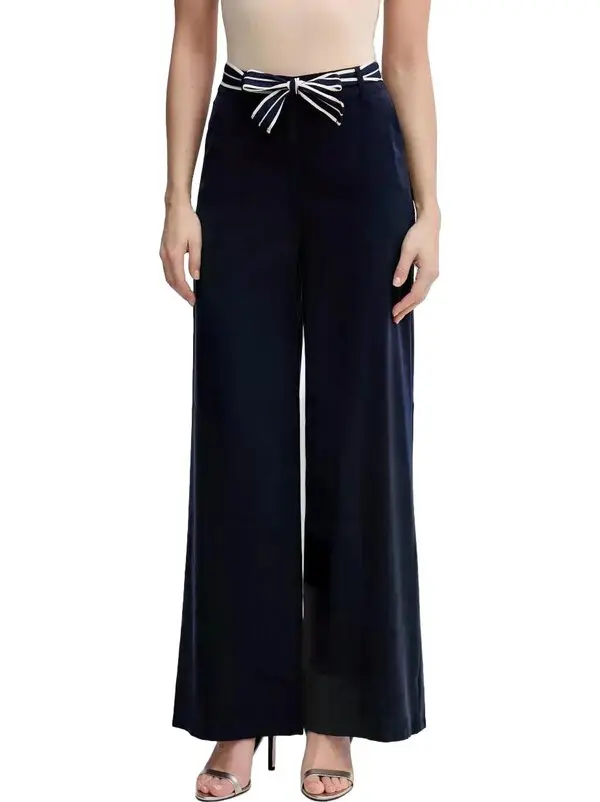 BENETTON Striped-belt Wide-leg Trousers - Blue