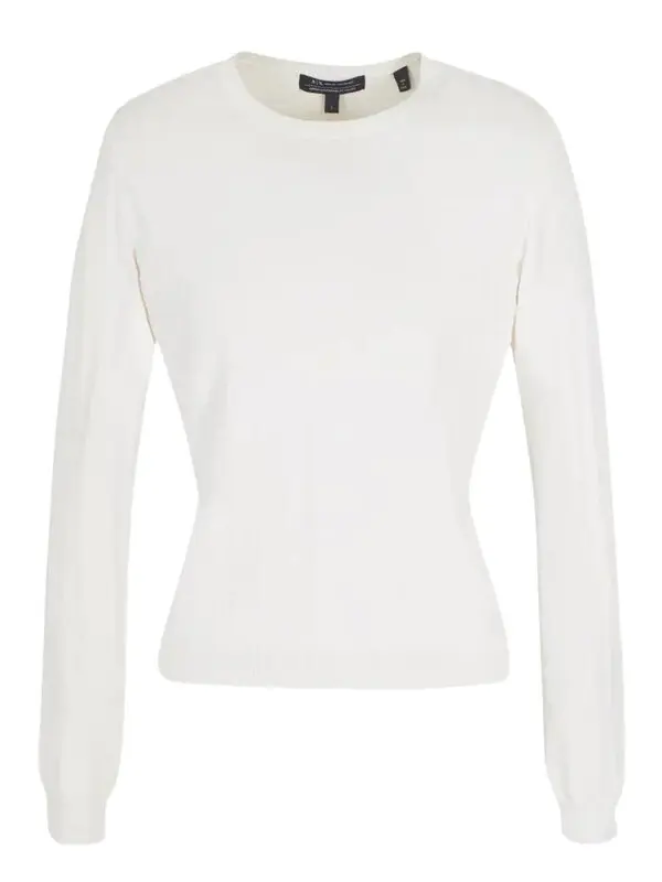 Emporio Armani Jacquard Knit Crew Neck Sweater - Neutrals
