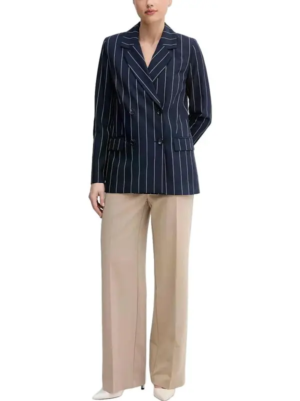BENETTON Pinstripe Double-breasted Blazer - Blue