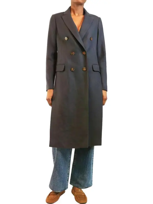 Brunello Cucinelli Double-breasted Cashmere Coat - Blue