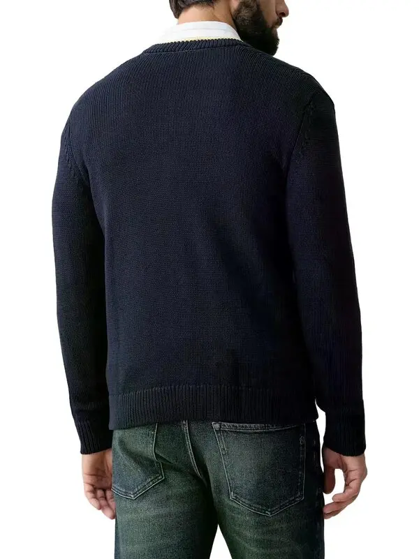 BENETTON Cable-knit Striped Cardigan - Blue