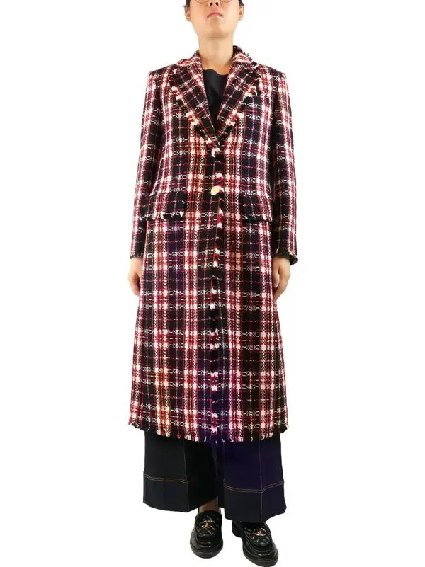 Thom Browne Single-breasted Tartan Check Coat - Red