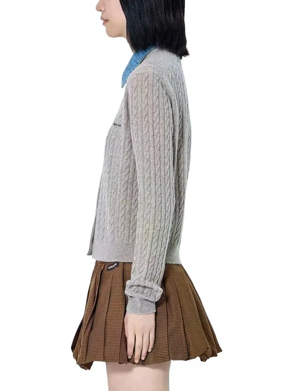 Miu Miu Cable-knit Button-down Cardigan - Neutrals