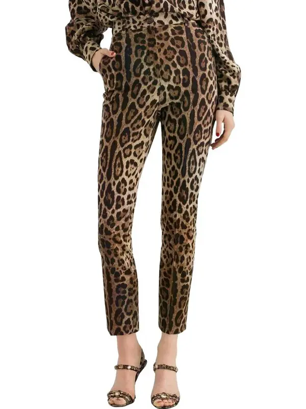 Dolce & Gabbana Leo-print Wool Cigarette Trousers - Neutrals