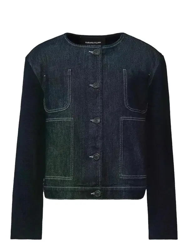Fabiana Filippi Paneled Denim Jacket - Blue