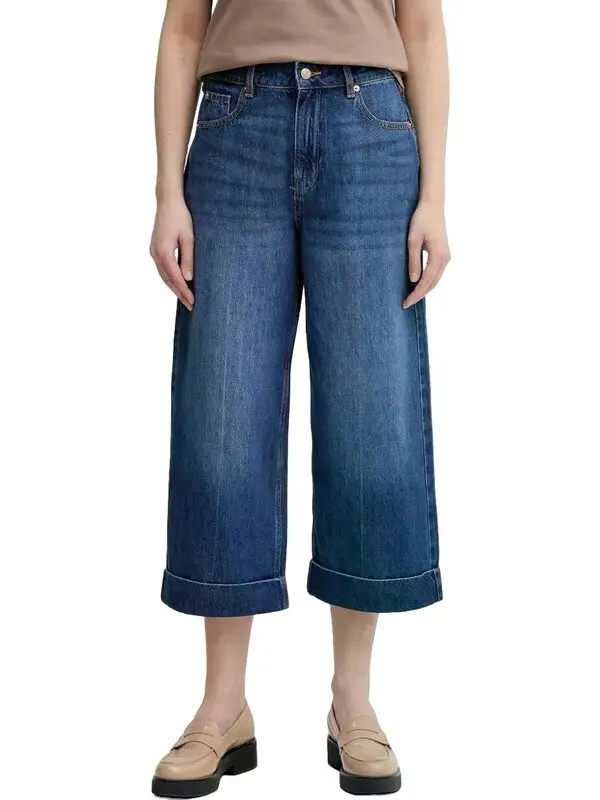 BENETTON Faded Turn-up Jeans - Blue