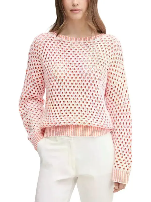 BENETTON Open-knit Ribbed-trim Sweater - Pink