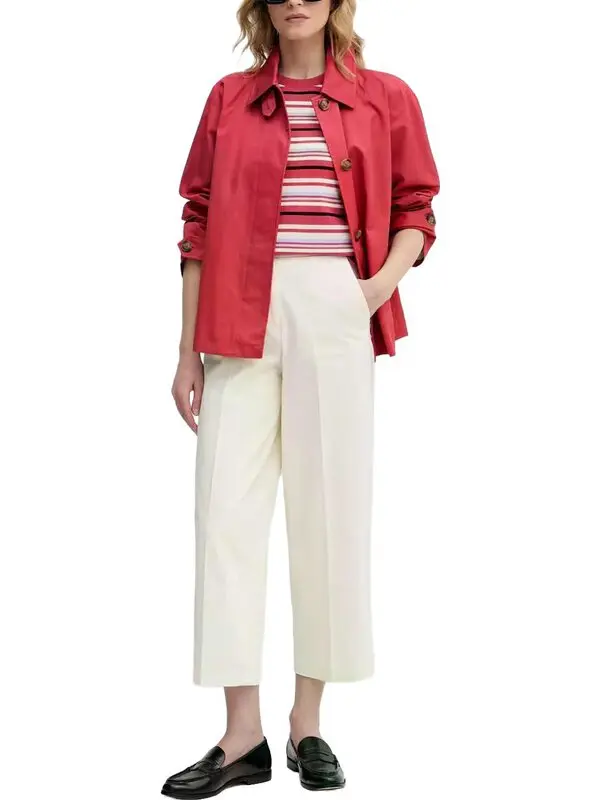 BENETTON Raglan-sleeve Button-up Coat - Red