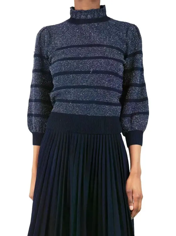 Co Striped Lurex Sweater - Blue