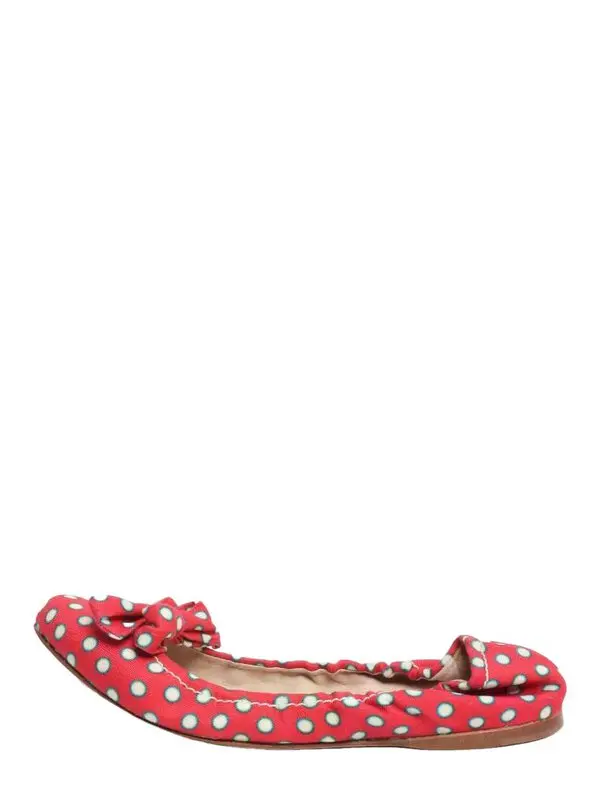 Miu Miu Polka-dot Ballet Flats With Bow Detailing - Red